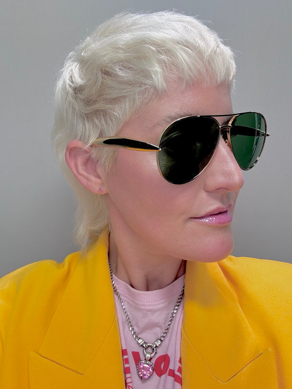 Bottega Veneta BV 1305 001 Gold Green sunglasses - Sunglass Bar